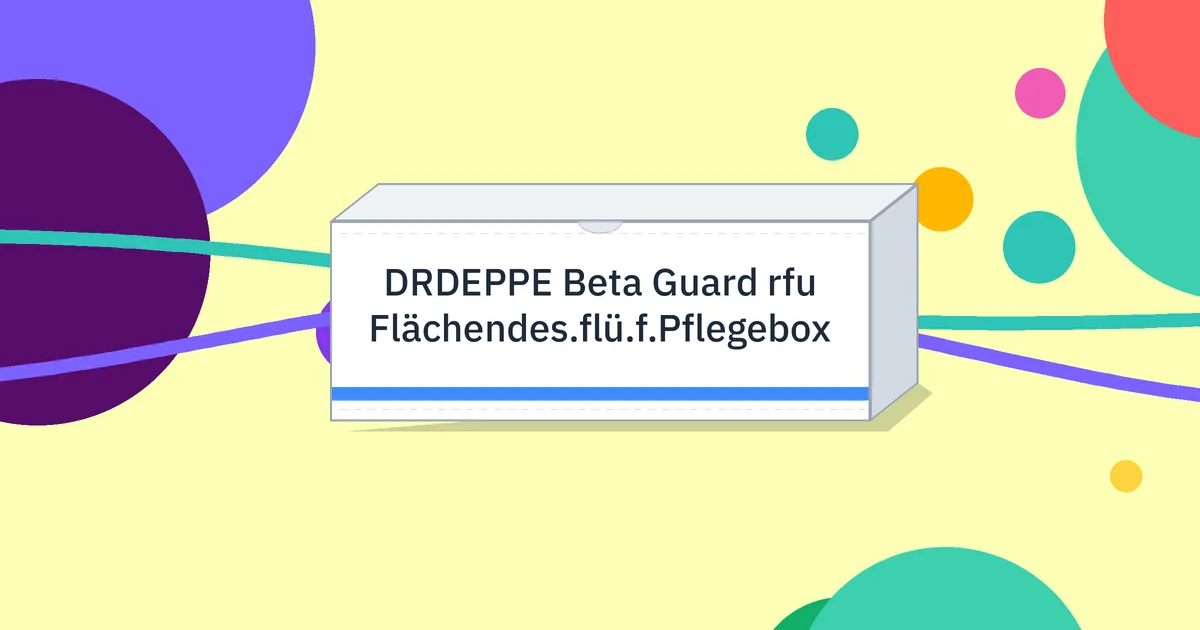 Symbolbild: Packung mit der Aufschrift DRDEPPE Beta Guard rfu Flächendes.flü.f.Pflegebox (PZN 18312289) – Verfügbarkeit und Bezug in Apotheken in Frankfurt am Main