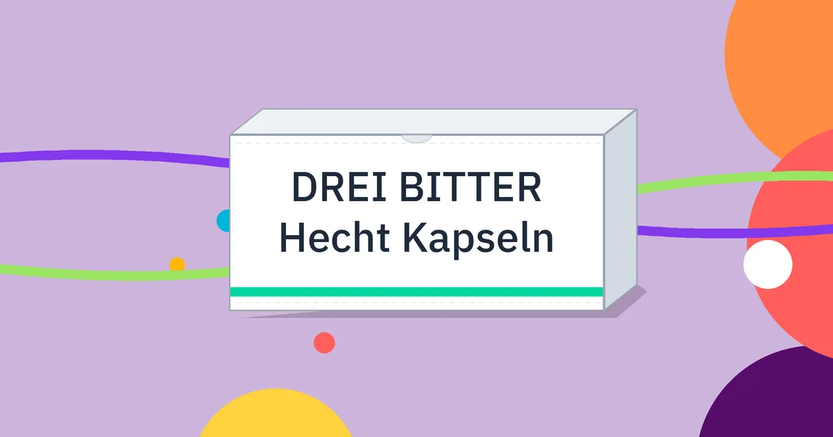 Symbolbild: Packung mit der Aufschrift DREI BITTER Hecht Kapseln (PZN 09007009) – Verfügbarkeit und Bezug in Apotheken in Frankfurt am Main