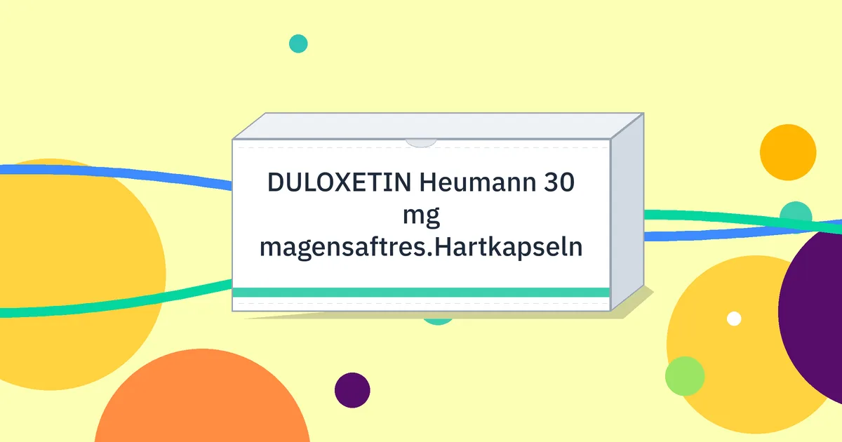 Symbolbild: Packung mit der Aufschrift DULOXETIN Heumann 30 mg magensaftres.Hartkapseln (PZN 10785628) – Verfügbarkeit und Bezug in Apotheken in Frankfurt am Main