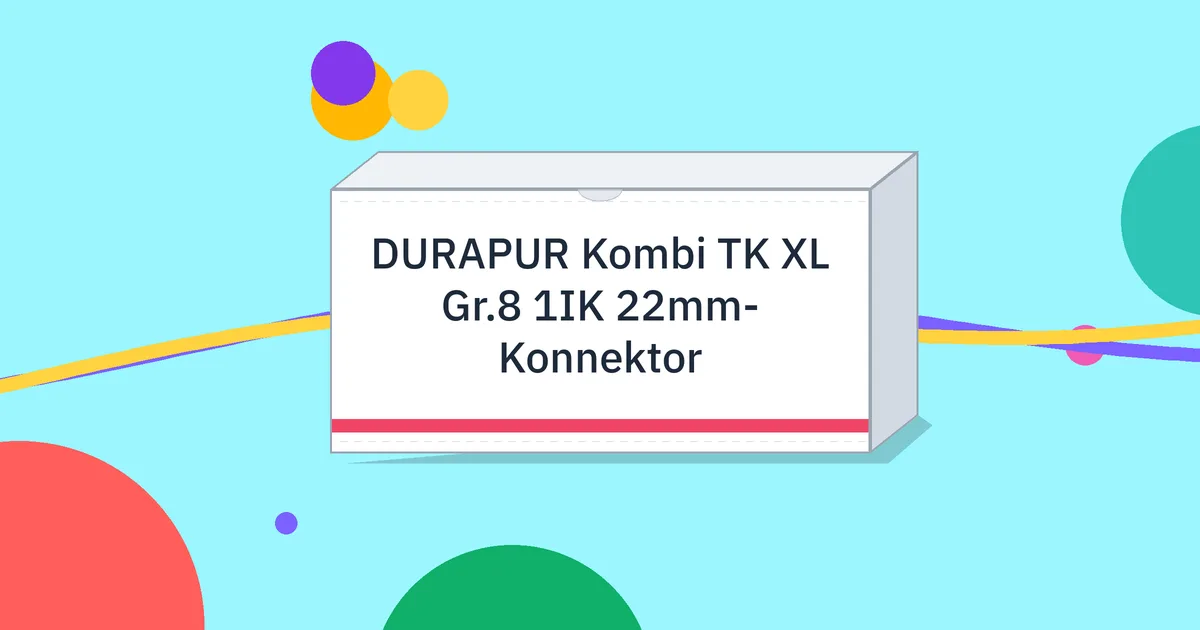 Symbolbild: Packung mit der Aufschrift DURAPUR Kombi TK XL Gr.8 1IK 22mm-Konnektor (PZN 16030492) – Verfügbarkeit und Bezug in Apotheken in Frankfurt am Main