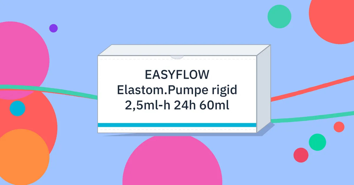 Symbolbild: Packung mit der Aufschrift EASYFLOW Elastom.Pumpe rigid 2,5ml-h 24h 60ml (PZN 19262435) – Verfügbarkeit und Bezug in Apotheken in Frankfurt am Main