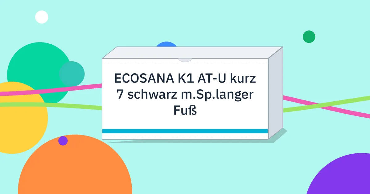 Symbolbild: Packung mit der Aufschrift ECOSANA K1 AT-U kurz 7 schwarz m.Sp.langer Fuß (PZN 04735796) – Verfügbarkeit und Bezug in Apotheken in Frankfurt am Main
