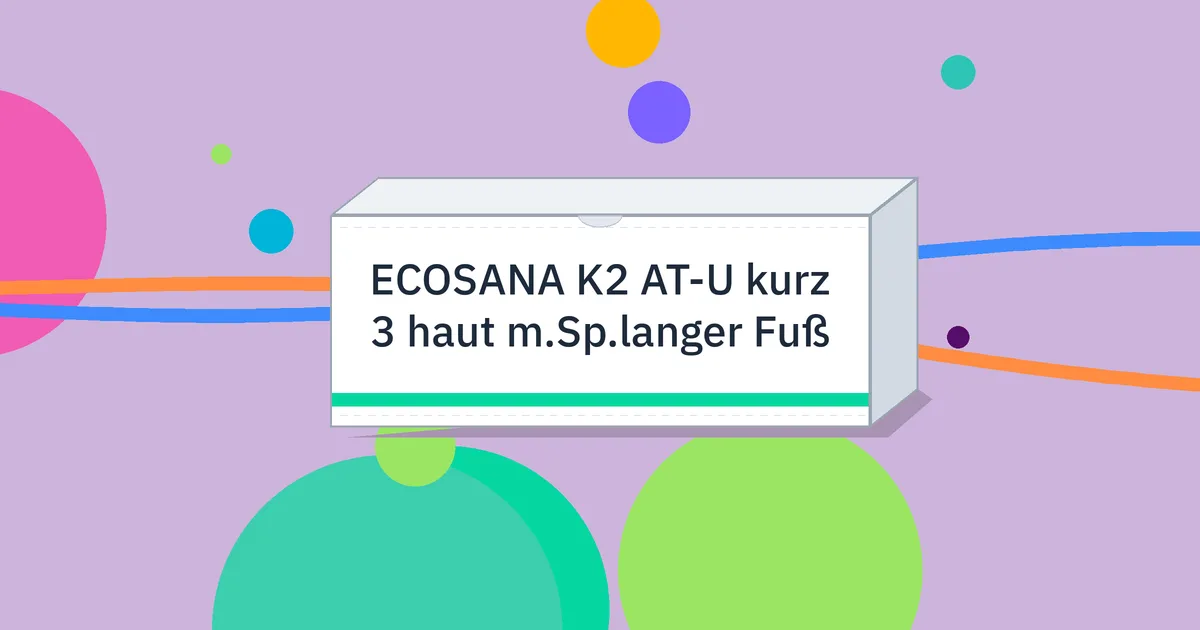 Symbolbild: Packung mit der Aufschrift ECOSANA K2 AT-U kurz 3 haut m.Sp.langer Fuß (PZN 10954640) – Verfügbarkeit und Bezug in Apotheken in Frankfurt am Main