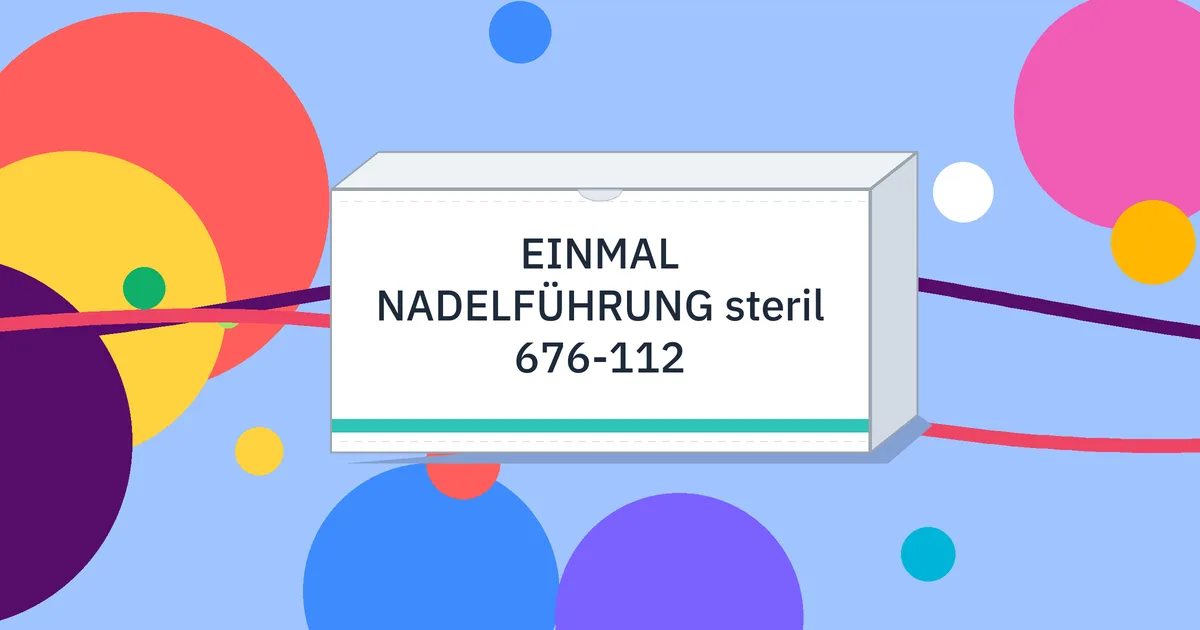 Symbolbild: Packung mit der Aufschrift EINMAL NADELFÜHRUNG steril 676-112 (PZN 16258580) – Verfügbarkeit und Bezug in Apotheken in Frankfurt am Main