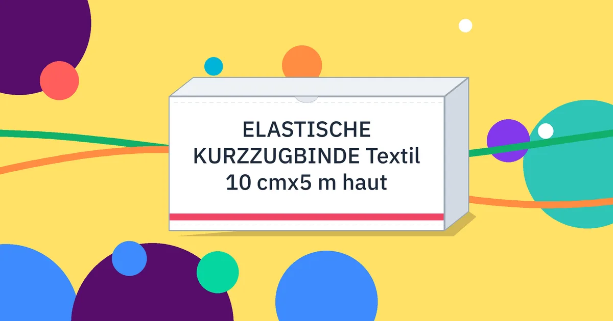 Symbolbild: Packung mit der Aufschrift ELASTISCHE KURZZUGBINDE Textil 10 cmx5 m haut (PZN 10406720) – Verfügbarkeit und Bezug in Apotheken in Frankfurt am Main