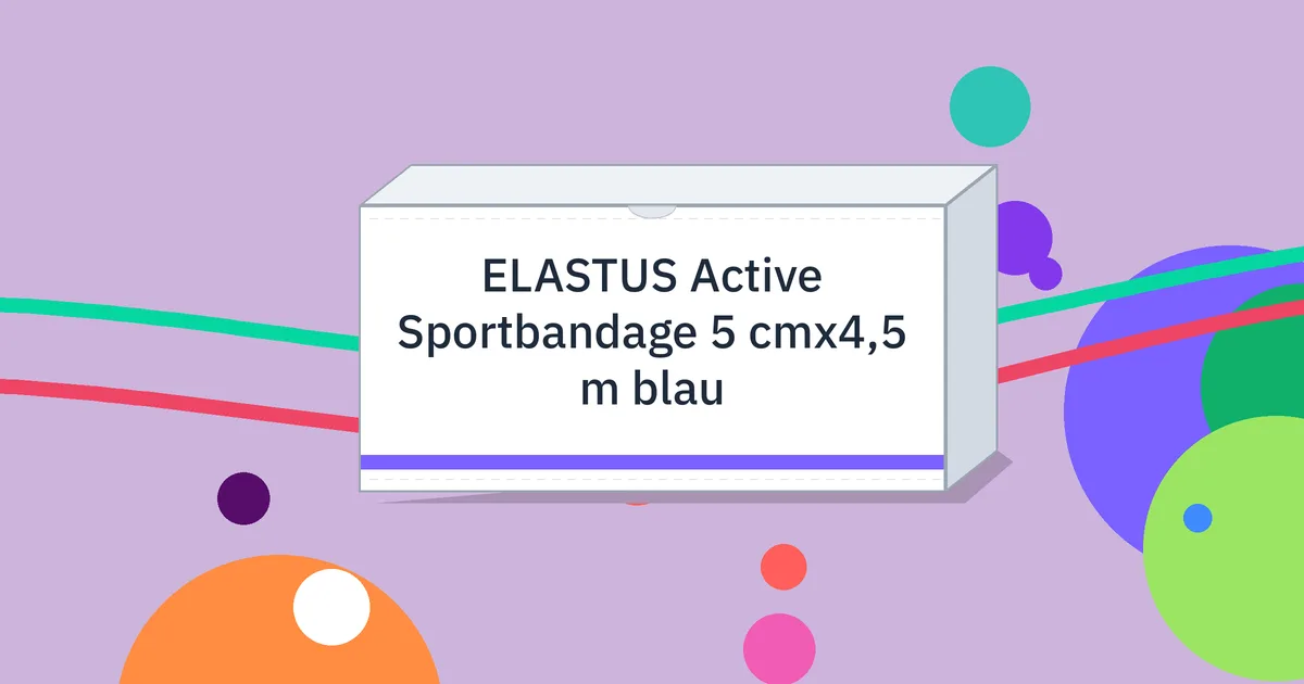 Symbolbild: Packung mit der Aufschrift ELASTUS Active Sportbandage 5 cmx4,5 m blau (PZN 19401405) – Verfügbarkeit und Bezug in Apotheken in Frankfurt am Main