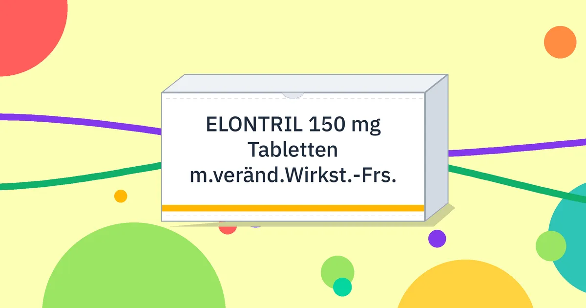 Symbolbild: Packung mit der Aufschrift ELONTRIL 150 mg Tabletten m.veränd.Wirkst.-Frs. (PZN 00017905) – Verfügbarkeit und Bezug in Apotheken in Frankfurt am Main