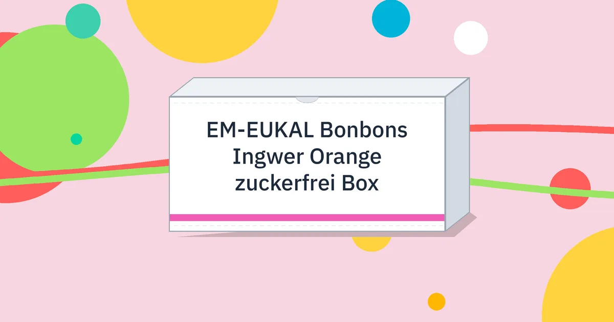 Symbolbild: Packung mit der Aufschrift EM-EUKAL Bonbons Ingwer Orange zuckerfrei Box (PZN 15894463) – Verfügbarkeit und Bezug in Apotheken in Frankfurt am Main