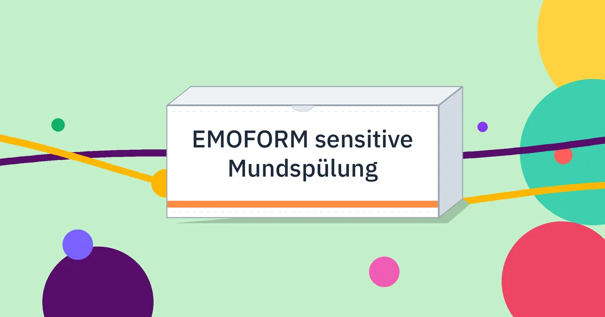 Symbolbild: Packung mit der Aufschrift EMOFORM sensitive Mundspülung (PZN 16740590) – Verfügbarkeit und Bezug in Apotheken in Frankfurt am Main