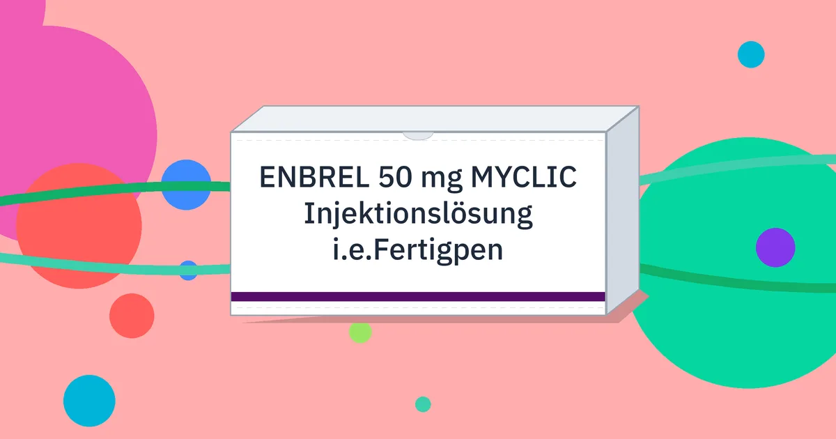 Symbolbild: Packung mit der Aufschrift ENBREL 50 mg MYCLIC Injektionslösung i.e.Fertigpen (PZN 10786266) – Verfügbarkeit und Bezug in Apotheken in Frankfurt am Main