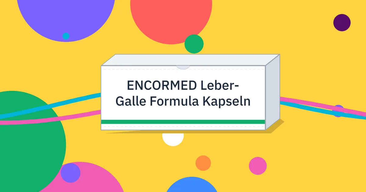 Symbolbild: Packung mit der Aufschrift ENCORMED Leber-Galle Formula Kapseln (PZN 12482748) – Verfügbarkeit und Bezug in Apotheken in Frankfurt am Main