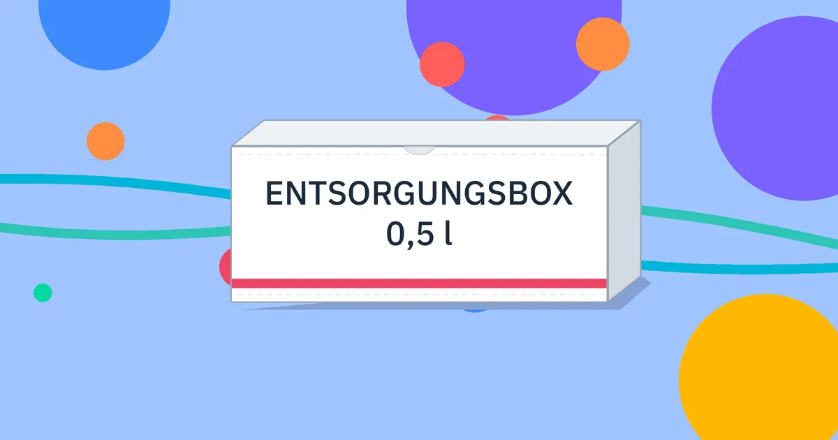 Symbolbild: Packung mit der Aufschrift ENTSORGUNGSBOX 0,5 l (PZN 09308490) – Verfügbarkeit und Bezug in Apotheken in Frankfurt am Main