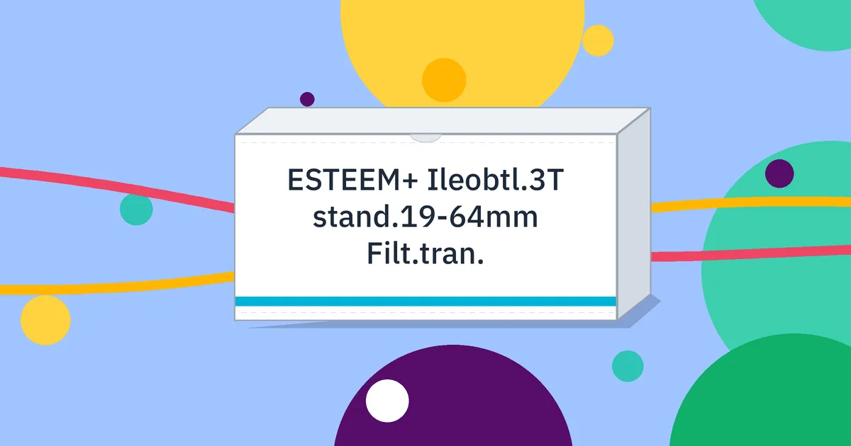 Symbolbild: Packung mit der Aufschrift ESTEEM+ Ileobtl.3T stand.19-64mm Filt.tran. (PZN 04704732) – Verfügbarkeit und Bezug in Apotheken in Frankfurt am Main