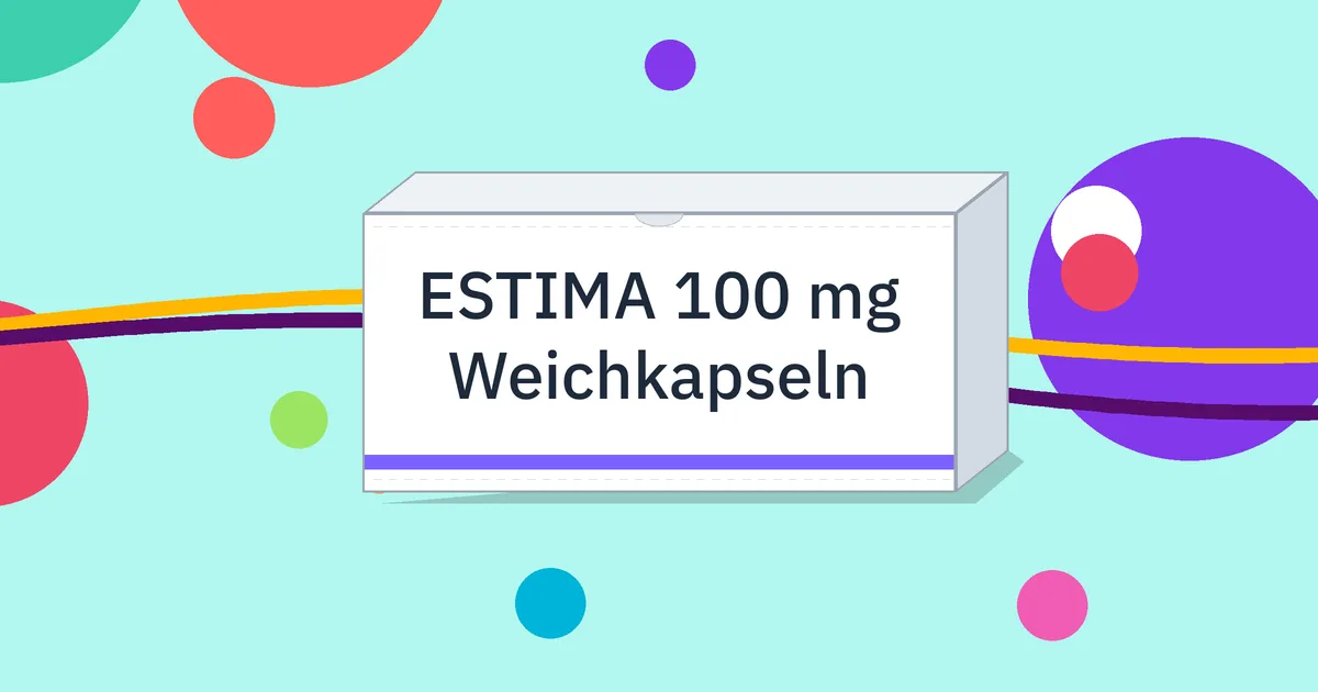 Symbolbild: Packung mit der Aufschrift ESTIMA 100 mg Weichkapseln (PZN 19181375) – Verfügbarkeit und Bezug in Apotheken in Frankfurt am Main