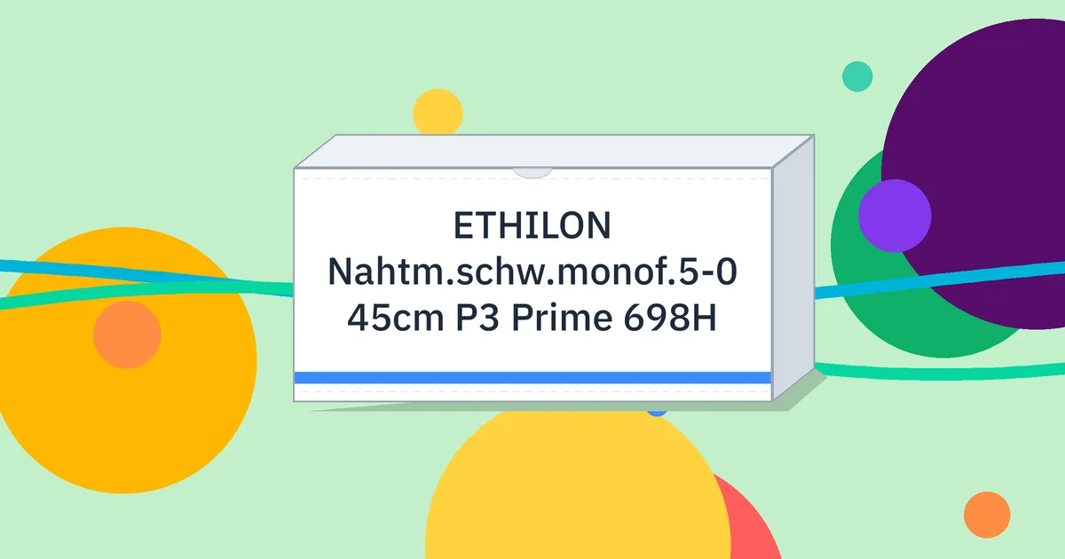 Symbolbild: Packung mit der Aufschrift ETHILON Nahtm.schw.monof.5-0 45cm P3 Prime 698H (PZN 16777630) – Verfügbarkeit und Bezug in Apotheken in Frankfurt am Main