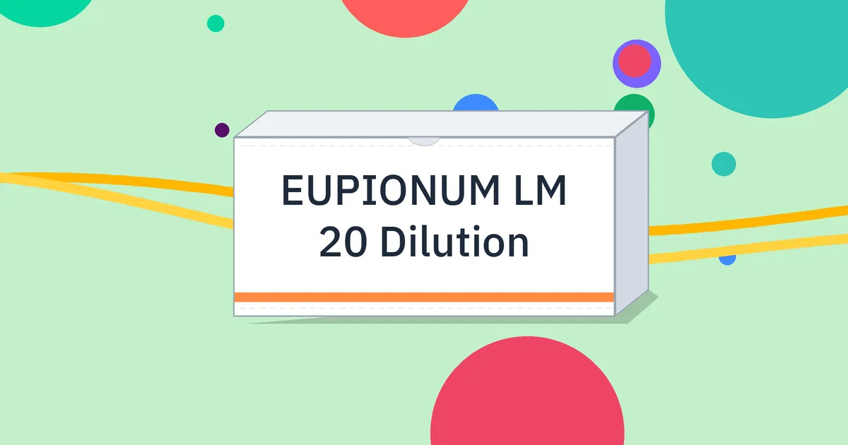 Symbolbild: Packung mit der Aufschrift EUPIONUM LM 20 Dilution (PZN 13483773) – Verfügbarkeit und Bezug in Apotheken in Frankfurt am Main