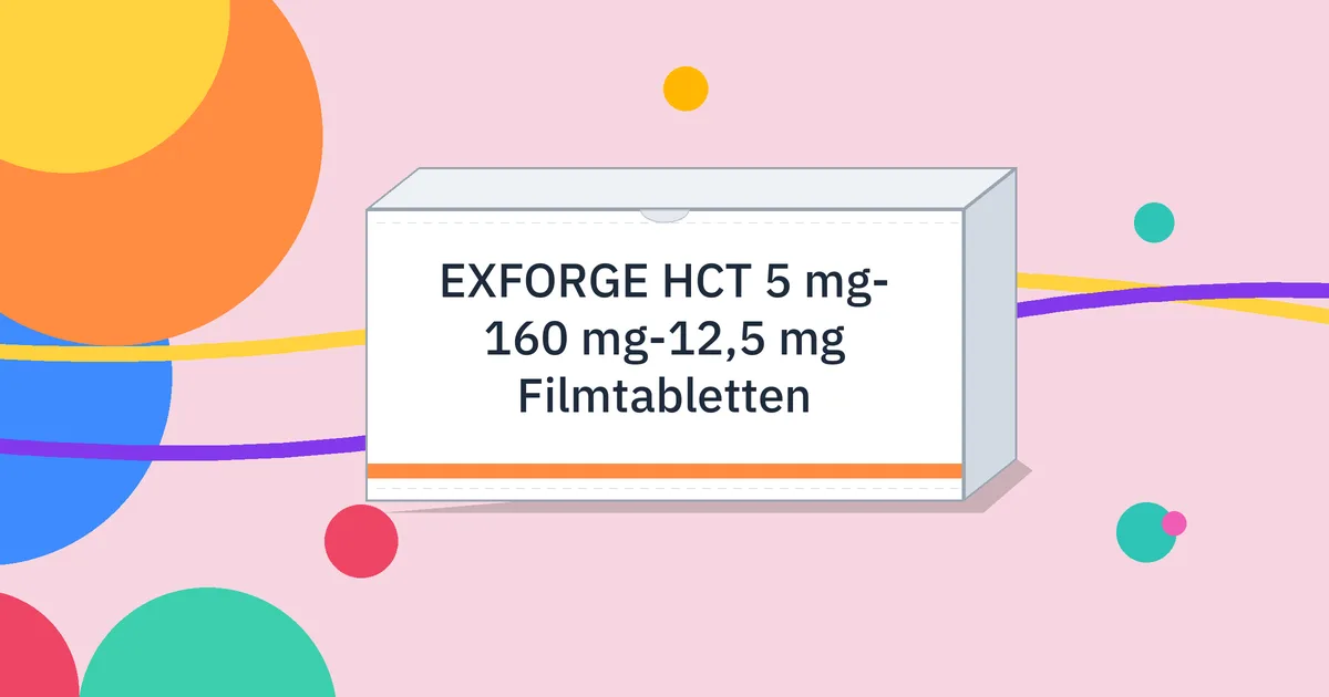 Symbolbild: Packung mit der Aufschrift EXFORGE HCT 5 mg-160 mg-12,5 mg Filmtabletten (PZN 10253541) – Verfügbarkeit und Bezug in Apotheken in Frankfurt am Main