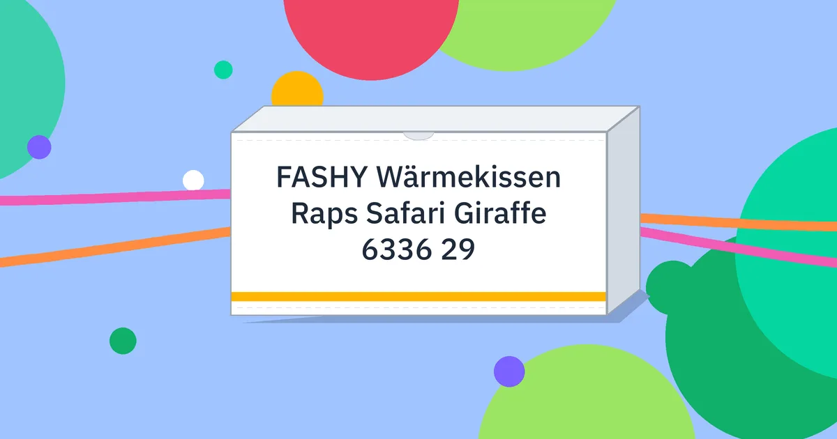 Symbolbild: Packung mit der Aufschrift FASHY Wärmekissen Raps Safari Giraffe 6336 29 (PZN 14142229) – Verfügbarkeit und Bezug in Apotheken in Frankfurt am Main