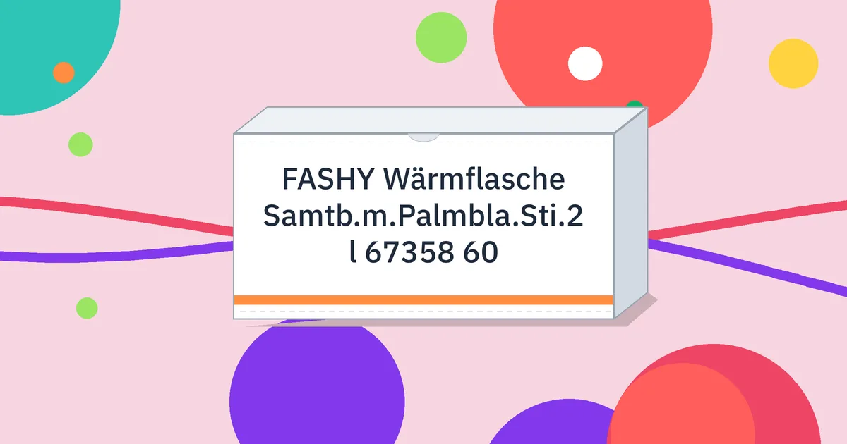 Symbolbild: Packung mit der Aufschrift FASHY Wärmflasche Samtb.m.Palmbla.Sti.2 l 67358 60 (PZN 16579427) – Verfügbarkeit und Bezug in Apotheken in Frankfurt am Main
