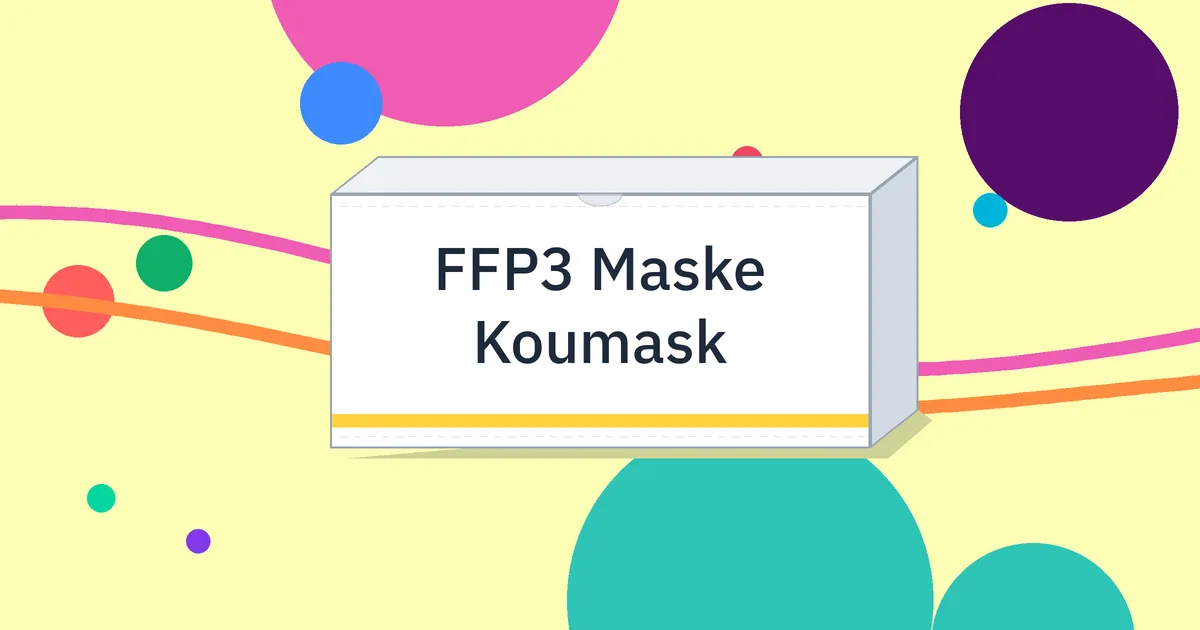 Symbolbild: Packung mit der Aufschrift FFP3 Maske Koumask (PZN 17162132) – Verfügbarkeit und Bezug in Apotheken in Frankfurt am Main