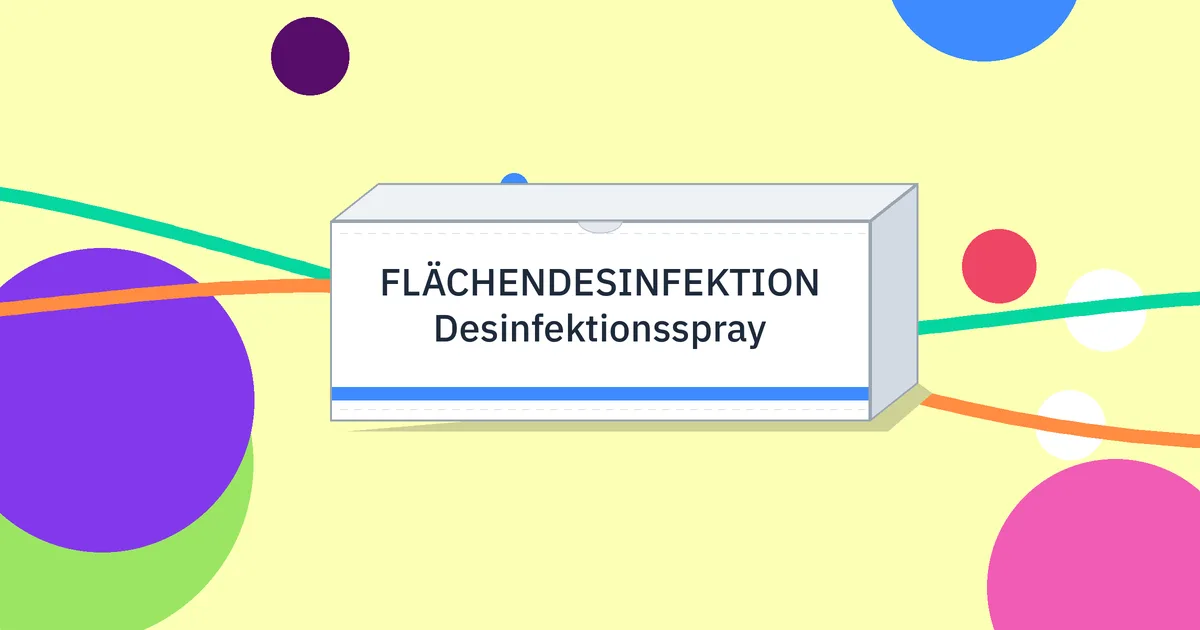 Symbolbild: Packung mit der Aufschrift FLÄCHENDESINFEKTION Desinfektionsspray (PZN 19155320) – Verfügbarkeit und Bezug in Apotheken in Frankfurt am Main