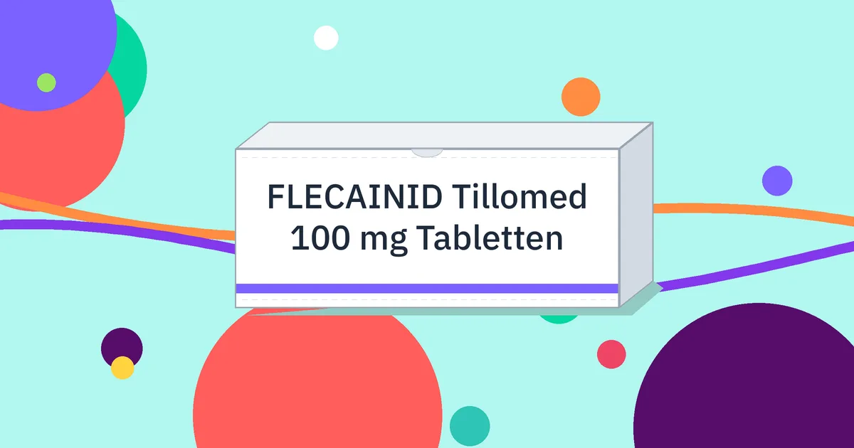 Symbolbild: Packung mit der Aufschrift FLECAINID Tillomed 100 mg Tabletten (PZN 15576711) – Verfügbarkeit und Bezug in Apotheken in Frankfurt am Main