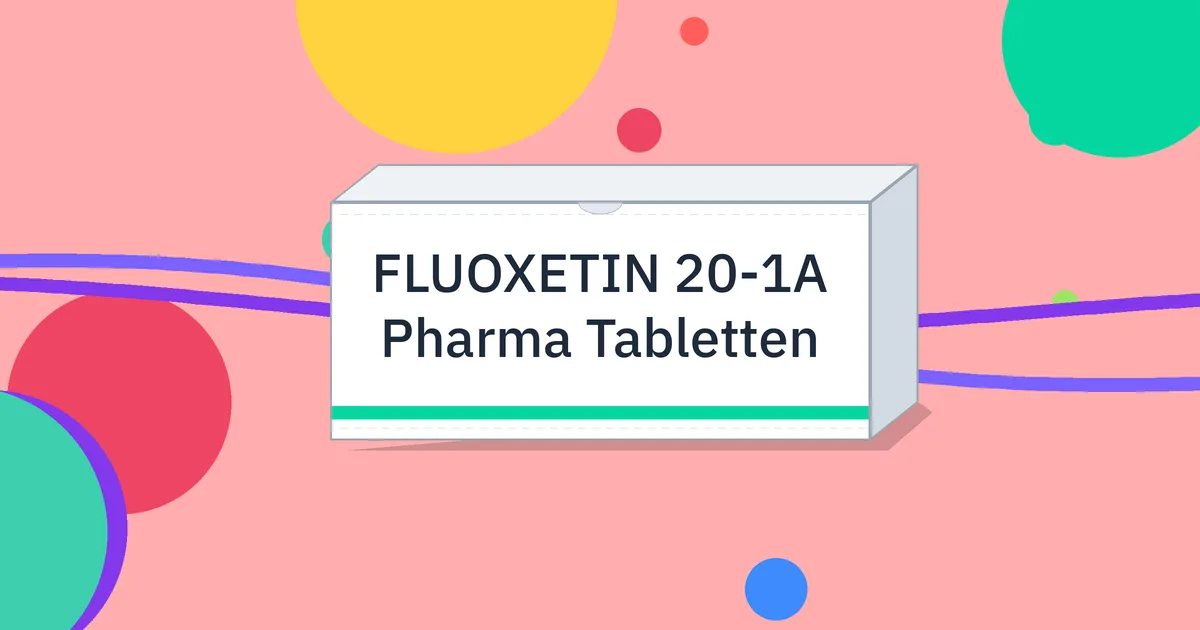 Symbolbild: Packung mit der Aufschrift FLUOXETIN 20-1A Pharma Tabletten (PZN 04833197) – Verfügbarkeit und Bezug in Apotheken in Frankfurt am Main