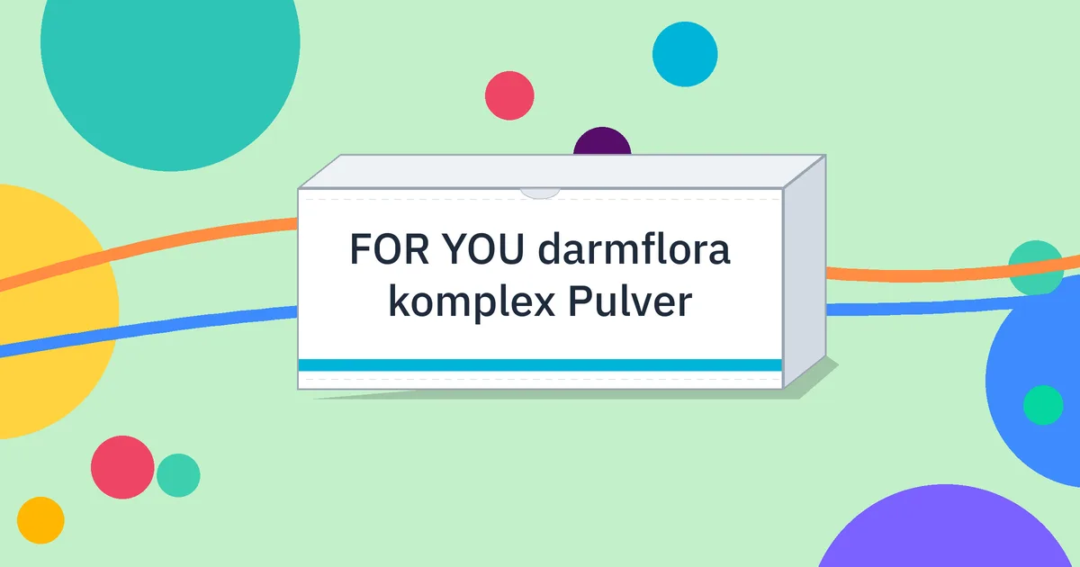 Symbolbild: Packung mit der Aufschrift FOR YOU darmflora komplex Pulver (PZN 16204650) – Verfügbarkeit und Bezug in Apotheken in Frankfurt am Main