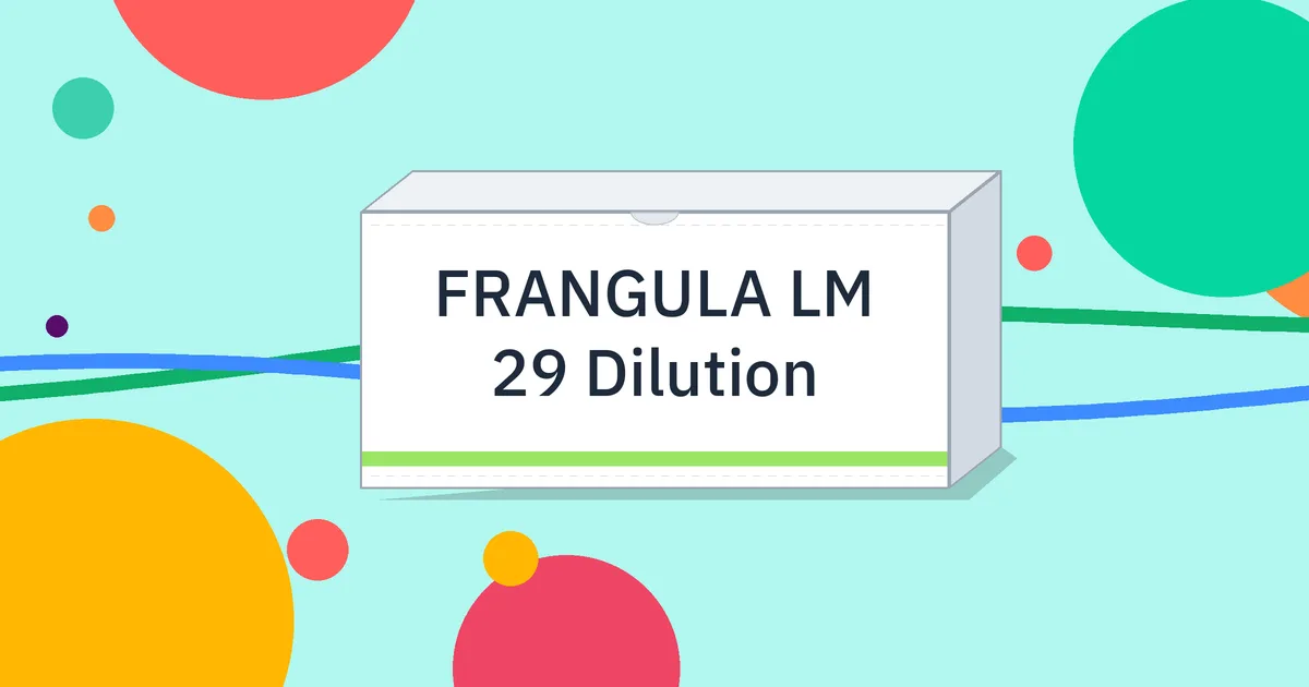 Symbolbild: Packung mit der Aufschrift FRANGULA LM 29 Dilution (PZN 12874626) – Verfügbarkeit und Bezug in Apotheken in Frankfurt am Main