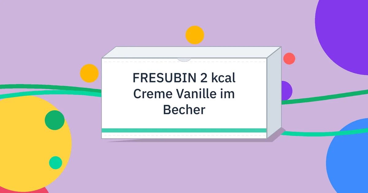 Symbolbild: Packung mit der Aufschrift FRESUBIN 2 kcal Creme Vanille im Becher (PZN 11590789) – Verfügbarkeit und Bezug in Apotheken in Frankfurt am Main