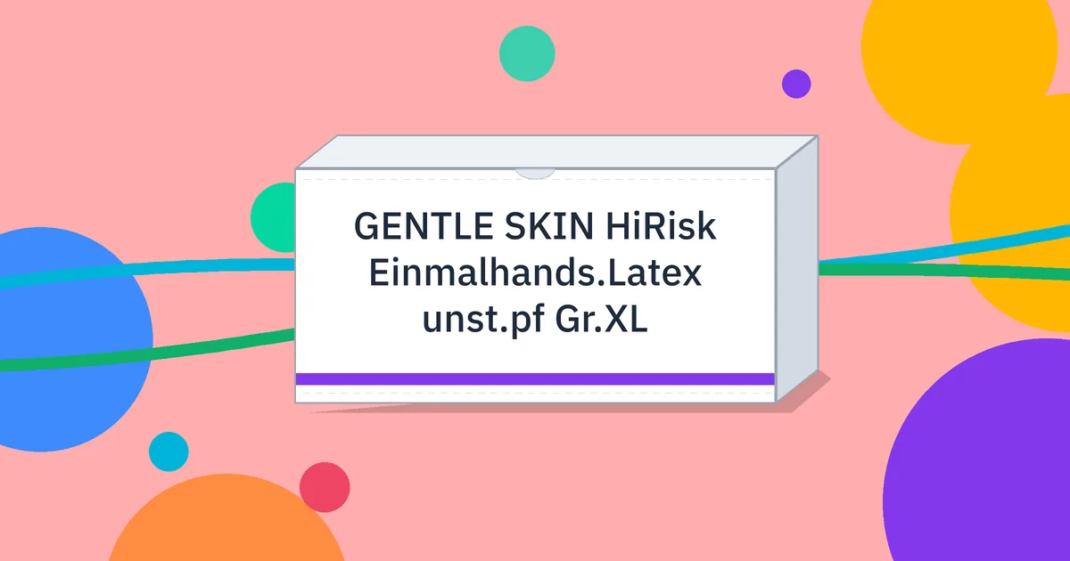 Symbolbild: Packung mit der Aufschrift GENTLE SKIN HiRisk Einmalhands.Latex unst.pf Gr.XL (PZN 11362953) – Verfügbarkeit und Bezug in Apotheken in Frankfurt am Main
