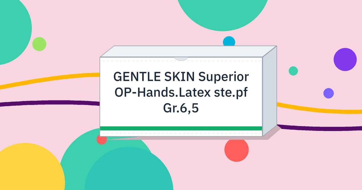 Symbolbild: Packung mit der Aufschrift GENTLE SKIN Superior OP-Hands.Latex ste.pf Gr.6,5 (PZN 18041904) – Verfügbarkeit und Bezug in Apotheken in Frankfurt am Main