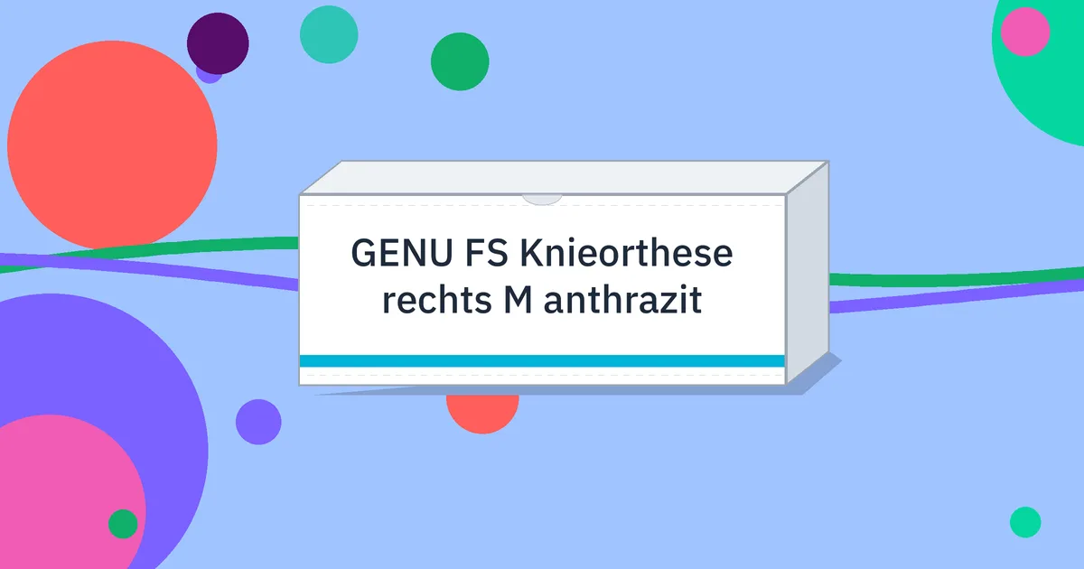 Symbolbild: Packung mit der Aufschrift GENU FS Knieorthese rechts M anthrazit (PZN 14308368) – Verfügbarkeit und Bezug in Apotheken in Frankfurt am Main