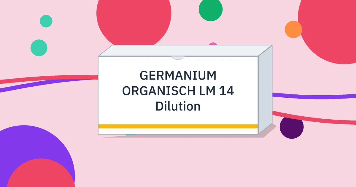 Symbolbild: Packung mit der Aufschrift GERMANIUM ORGANISCH LM 14 Dilution (PZN 16363756) – Verfügbarkeit und Bezug in Apotheken in Frankfurt am Main