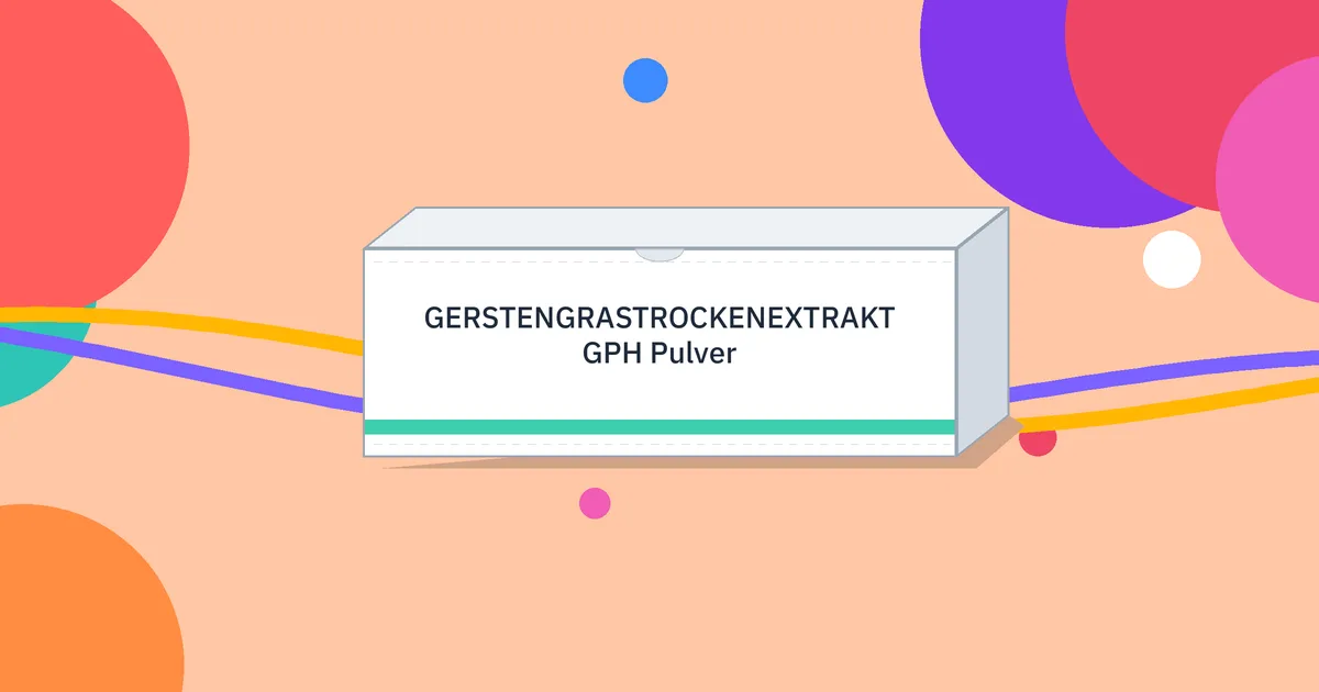 Symbolbild: Packung mit der Aufschrift GERSTENGRASTROCKENEXTRAKT GPH Pulver (PZN 12645966) – Verfügbarkeit und Bezug in Apotheken in Frankfurt am Main