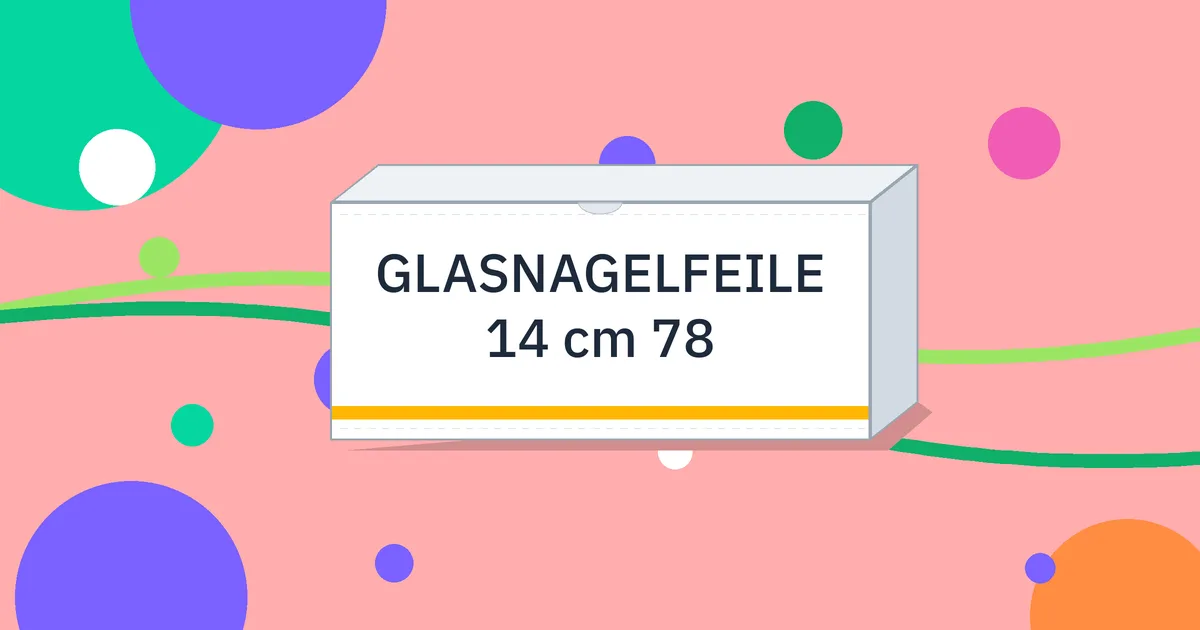 Symbolbild: Packung mit der Aufschrift GLASNAGELFEILE 14 cm 78 (PZN 19283644) – Verfügbarkeit und Bezug in Apotheken in Frankfurt am Main