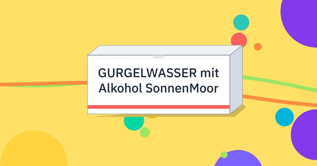 Symbolbild: Packung mit der Aufschrift GURGELWASSER mit Alkohol SonnenMoor (PZN 10749762) – Verfügbarkeit und Bezug in Apotheken in Frankfurt am Main