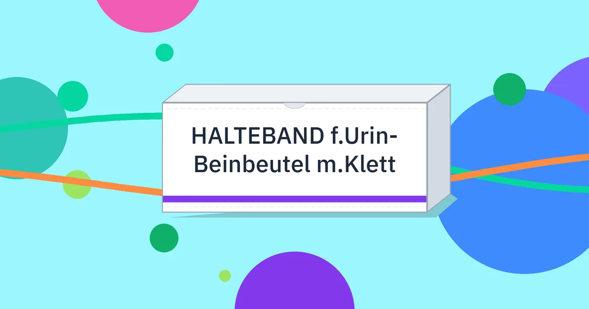Symbolbild: Packung mit der Aufschrift HALTEBAND f.Urin-Beinbeutel m.Klett (PZN 16653537) – Verfügbarkeit und Bezug in Apotheken in Frankfurt am Main