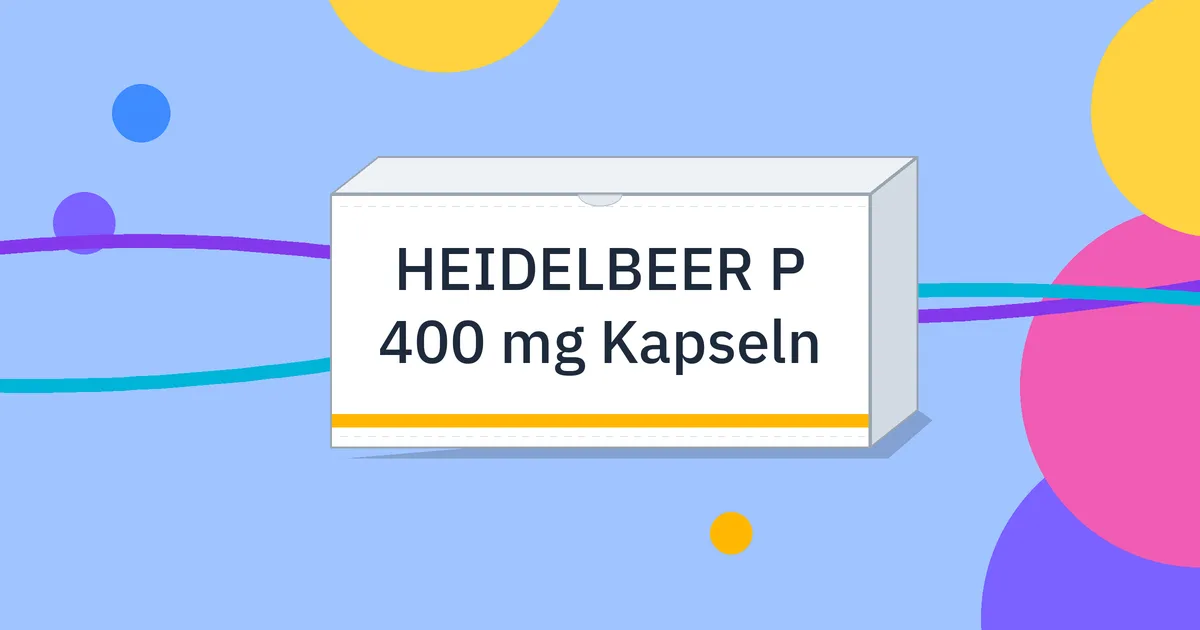 Symbolbild: Packung mit der Aufschrift HEIDELBEER P 400 mg Kapseln (PZN 09786634) – Verfügbarkeit und Bezug in Apotheken in Frankfurt am Main