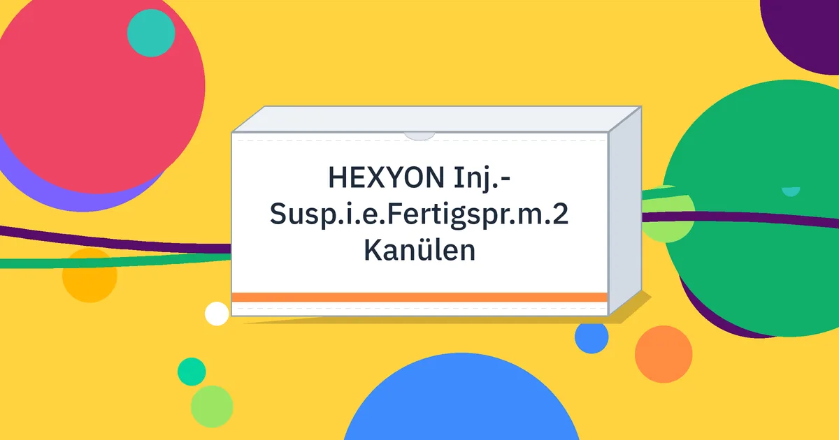 Symbolbild: Packung mit der Aufschrift HEXYON Inj.-Susp.i.e.Fertigspr.m.2 Kanülen (PZN 19077169) – Verfügbarkeit und Bezug in Apotheken in Frankfurt am Main