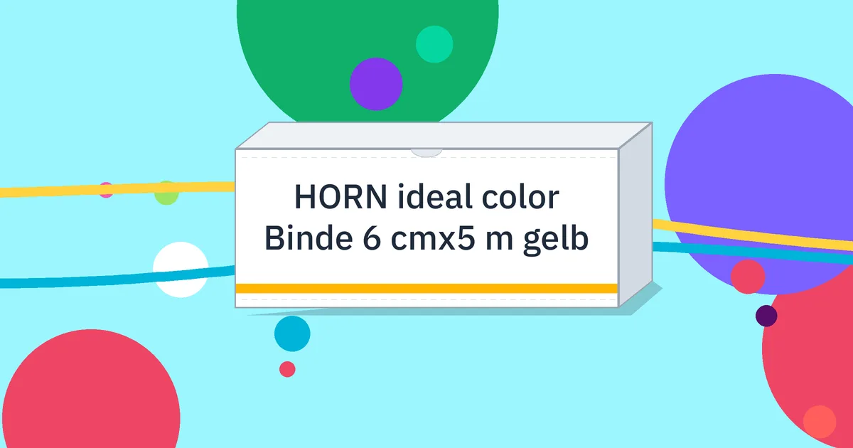 Symbolbild: Packung mit der Aufschrift HORN ideal color Binde 6 cmx5 m gelb (PZN 04575022) – Verfügbarkeit und Bezug in Apotheken in Frankfurt am Main