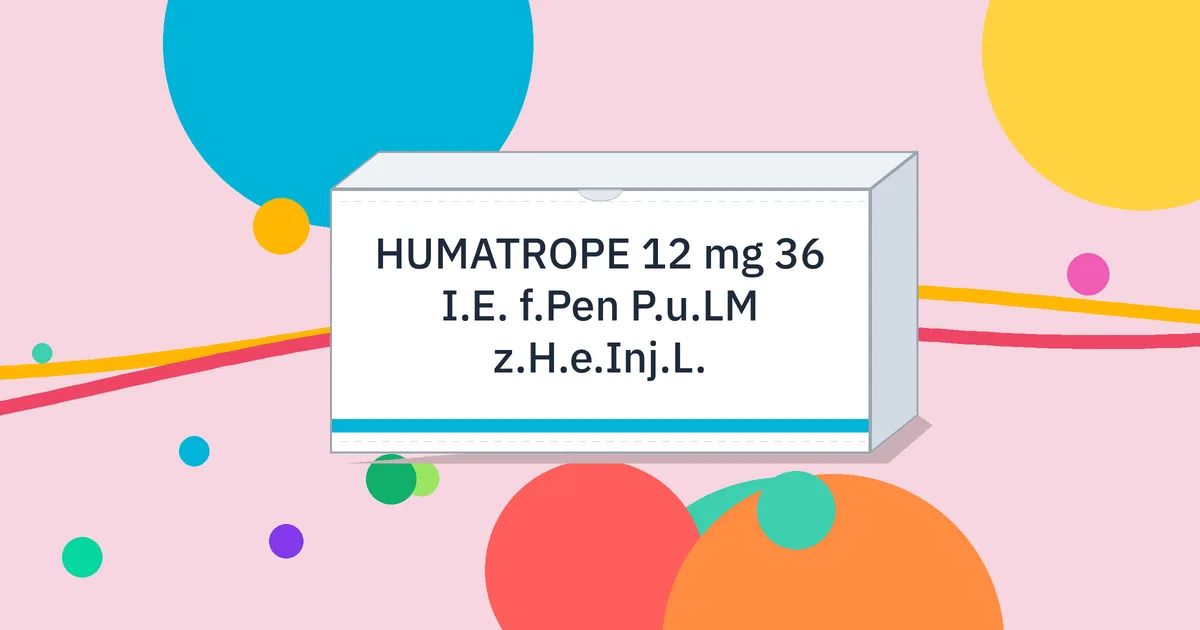 Symbolbild: Packung mit der Aufschrift HUMATROPE 12 mg 36 I.E. f.Pen P.u.LM z.H.e.Inj.L. (PZN 08756915) – Verfügbarkeit und Bezug in Apotheken in Frankfurt am Main