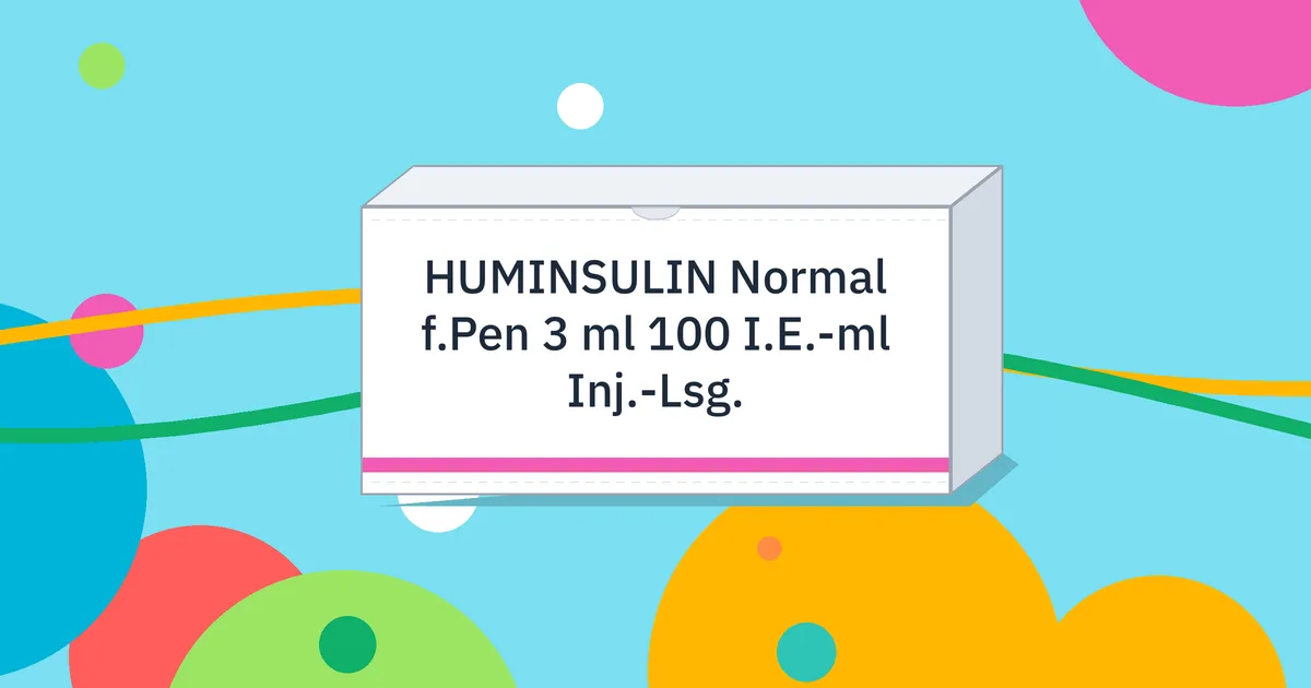 Symbolbild: Packung mit der Aufschrift HUMINSULIN Normal f.Pen 3 ml 100 I.E.-ml Inj.-Lsg. (PZN 12546951) – Verfügbarkeit und Bezug in Apotheken in Frankfurt am Main
