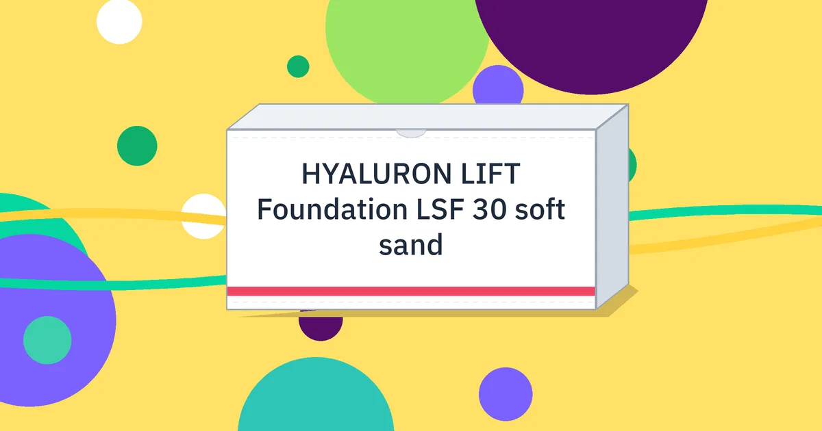 Symbolbild: Packung mit der Aufschrift HYALURON LIFT Foundation LSF 30 soft sand (PZN 15580865) – Verfügbarkeit und Bezug in Apotheken in Frankfurt am Main