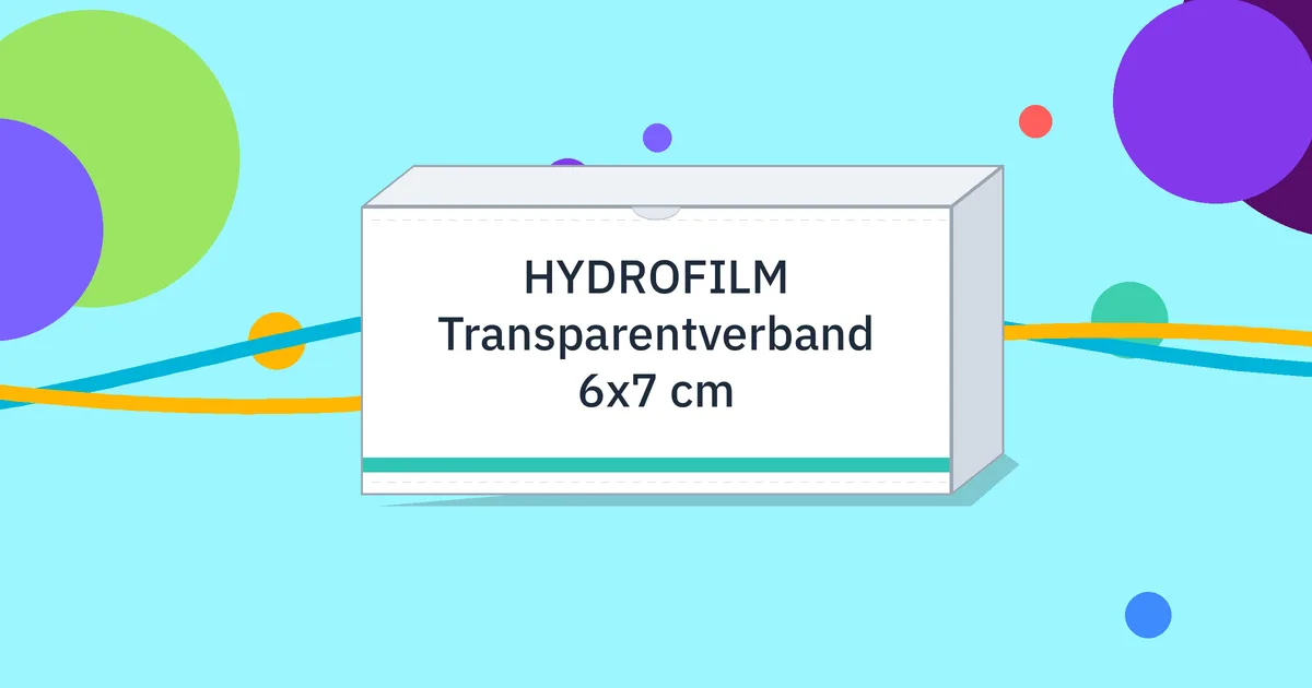 Symbolbild: Packung mit der Aufschrift HYDROFILM Transparentverband 6x7 cm (PZN 12594594) – Verfügbarkeit und Bezug in Apotheken in Frankfurt am Main