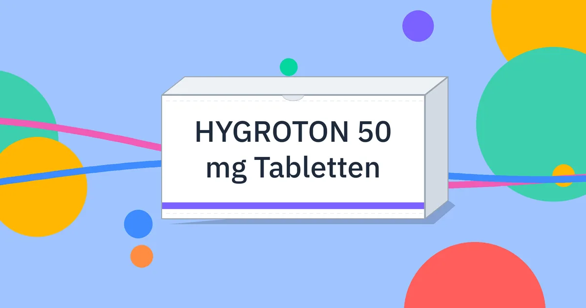 Symbolbild: Packung mit der Aufschrift HYGROTON 50 mg Tabletten (PZN 19269897) – Verfügbarkeit und Bezug in Apotheken in Frankfurt am Main