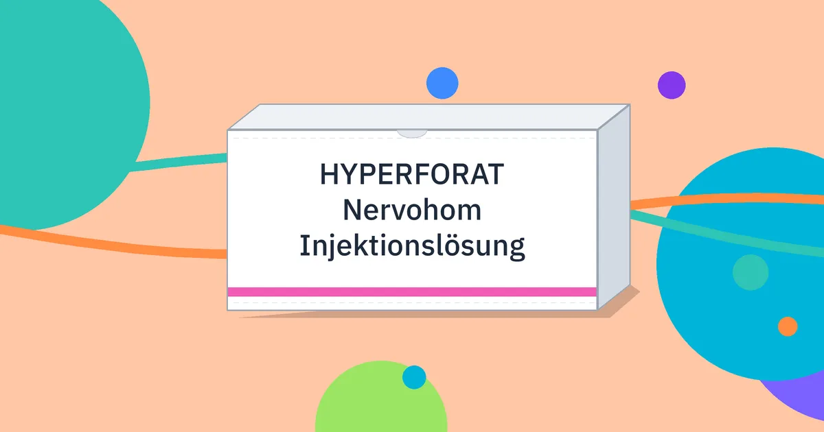 Symbolbild: Packung mit der Aufschrift HYPERFORAT Nervohom Injektionslösung (PZN 02291987) – Verfügbarkeit und Bezug in Apotheken in Frankfurt am Main