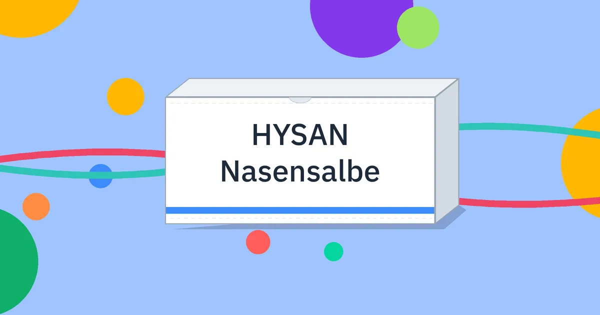 Symbolbild: Packung mit der Aufschrift HYSAN Nasensalbe (PZN 09440545) – Verfügbarkeit und Bezug in Apotheken in Frankfurt am Main
