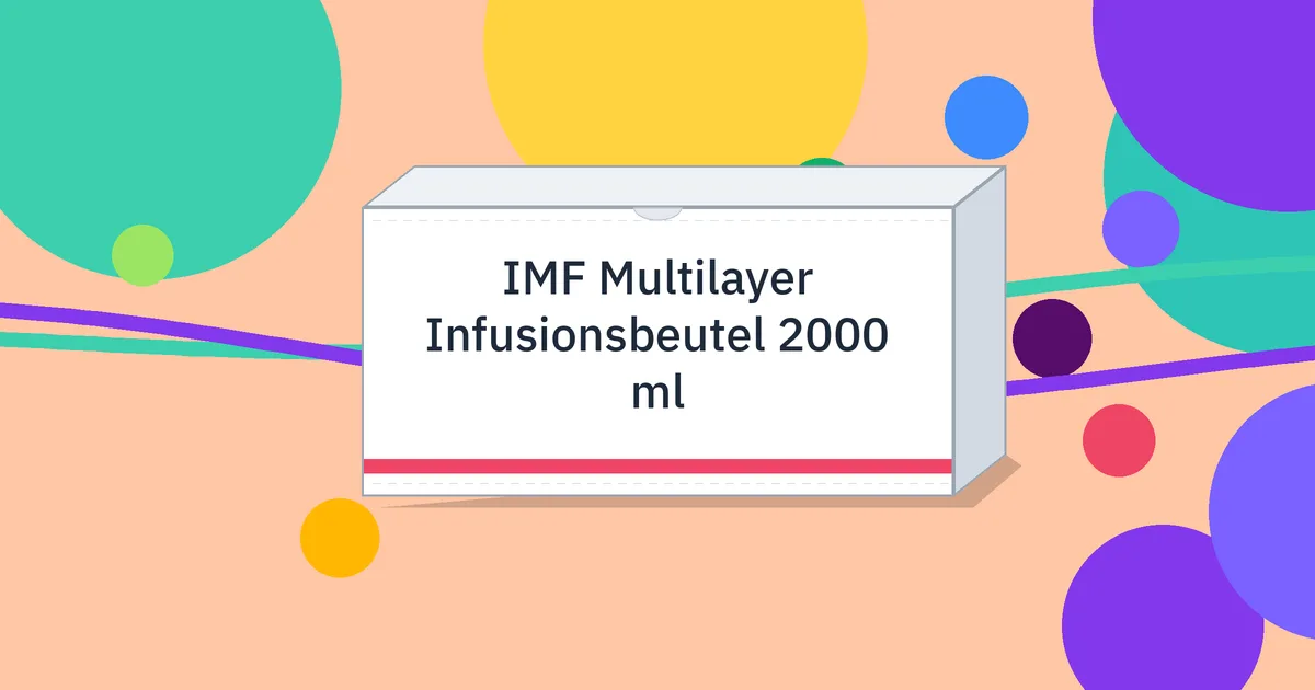 Symbolbild: Packung mit der Aufschrift IMF Multilayer Infusionsbeutel 2000 ml (PZN 19986624) – Verfügbarkeit und Bezug in Apotheken in Frankfurt am Main