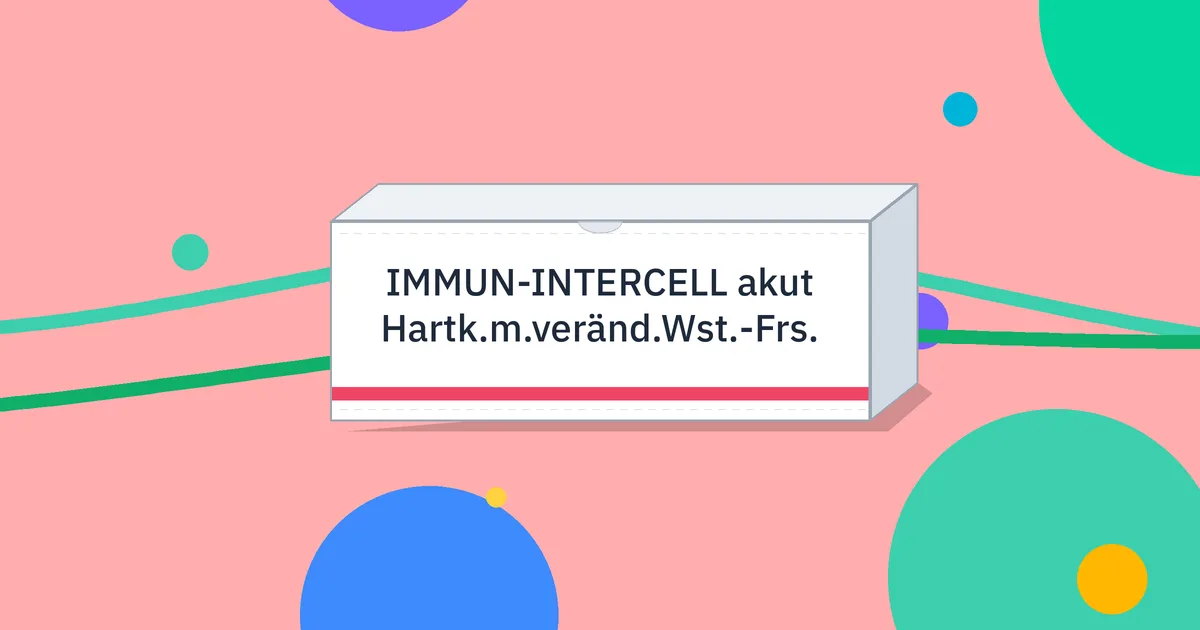 Symbolbild: Packung mit der Aufschrift IMMUN-INTERCELL akut Hartk.m.veränd.Wst.-Frs. (PZN 11563752) – Verfügbarkeit und Bezug in Apotheken in Frankfurt am Main